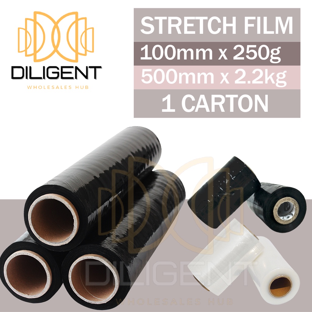 【READY STOCK】 Clear Black Stretch Film Packaging Wrapping Plastic Wrap ...