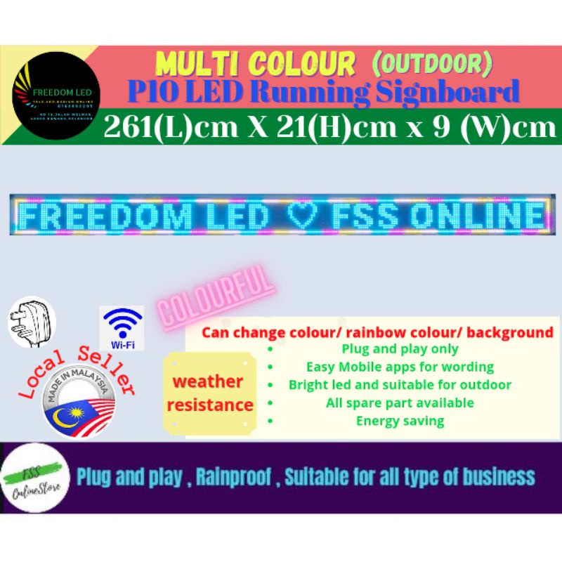 Full Colour P10 Led Signboard / Running Board(Outdoor) [261(L) CM X21(H ...