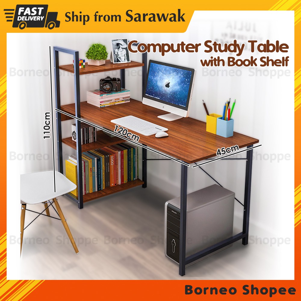 COMPUTER STUDY TABLE WITH BOOK SHELF Laptop Desk Study Table With Book ...