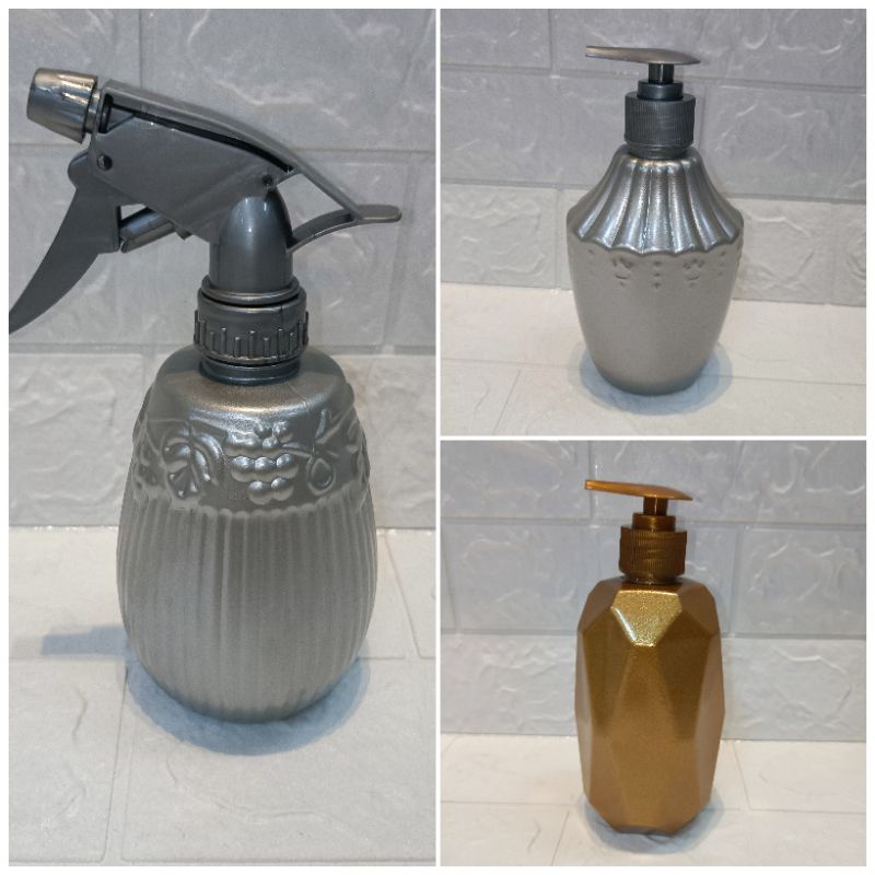 450ml Silver / Gold Plastic Spray Bottle / Pump Premium design saloon ...