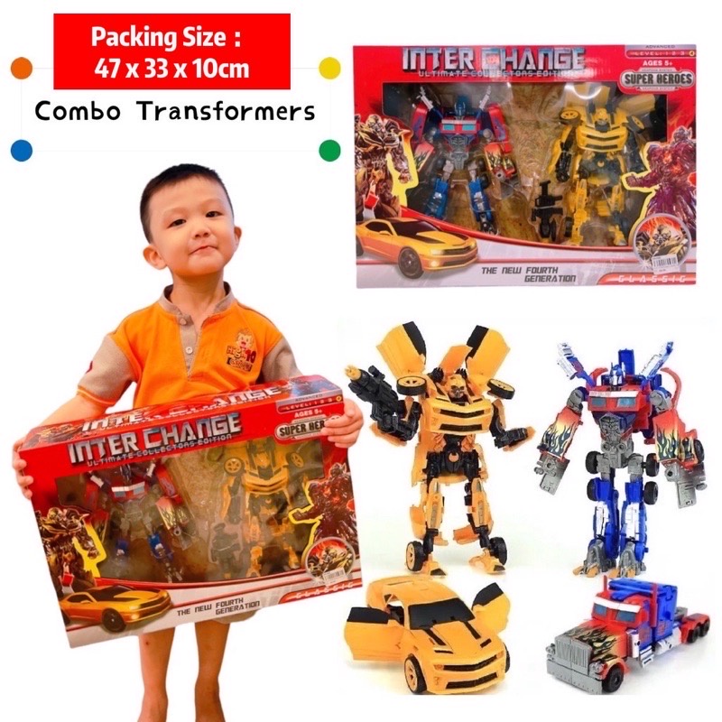 Combo Set Transformers Big Transformer Robot Car Optimus Prime ...
