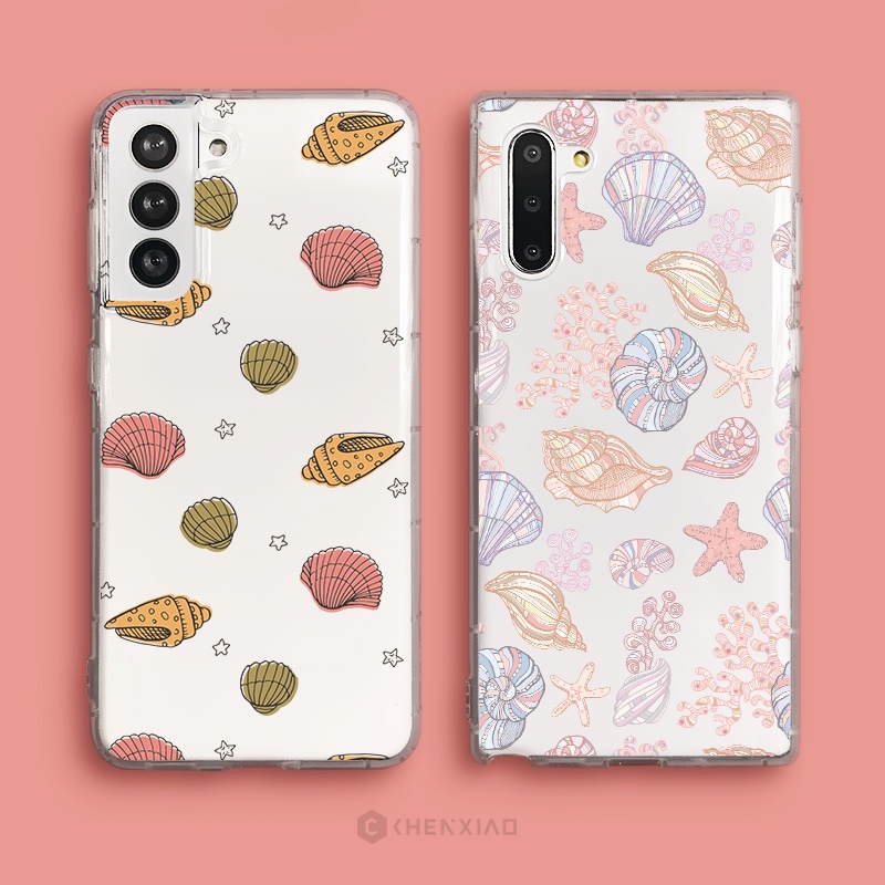 Cute conch shell coral pattern Phone case for samsung Galaxy S24 S23 plus S21 S22 ultra S20 fe ...