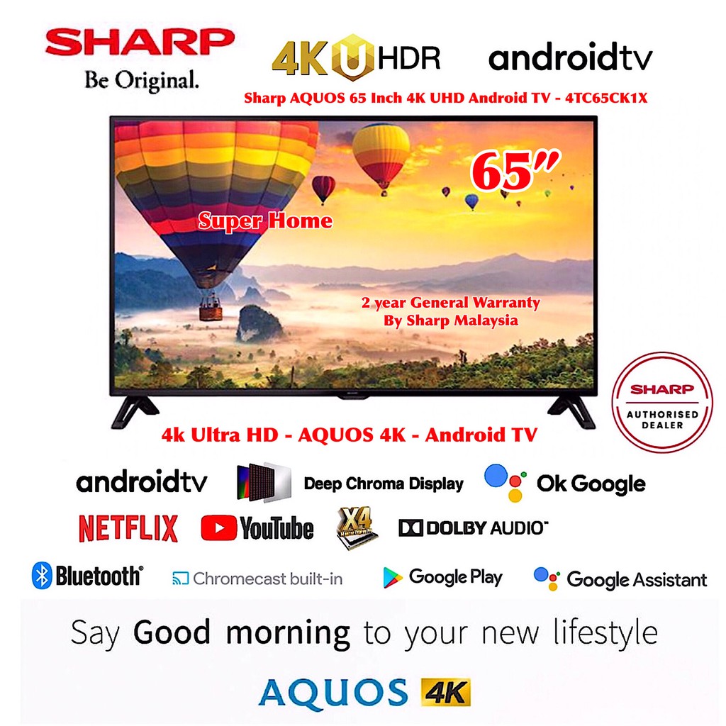 Sharp Android TV 65 inches 4K Ultra HD Android TV 4TC65DK1X Sharp 4K ...