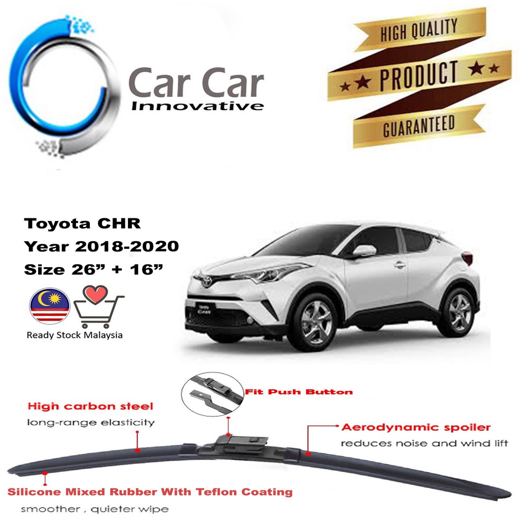 Toyota CHR Wiper Blades, Car Windshield, Year 2018-2020 ( 1 pair -Size ...