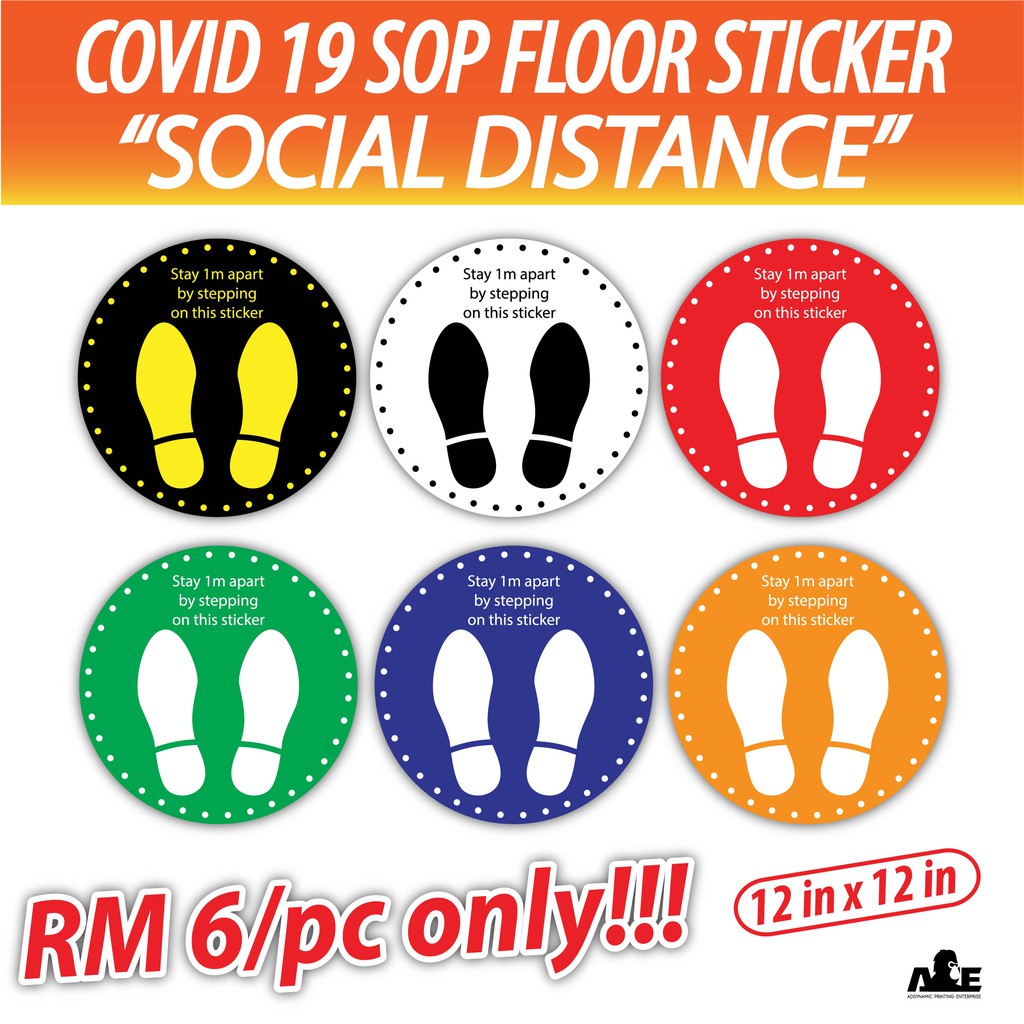 Social Distance Awareness Covid 19 SOP - Floor Sticker (Rounded ...
