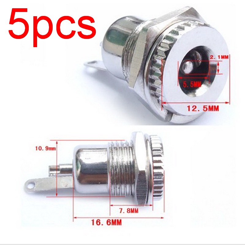 5pcs High quality Copper 5.5mm x 2.1mm Female DC Socket JACK Power Plug ...