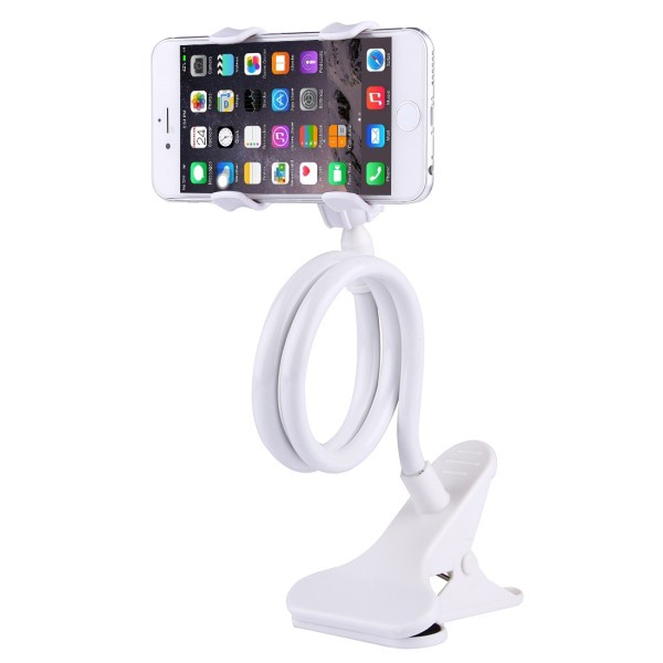 Mobile Phone Holder Clip Stand Sturdy Base Clamp Flexible Long Arm Lazy ...