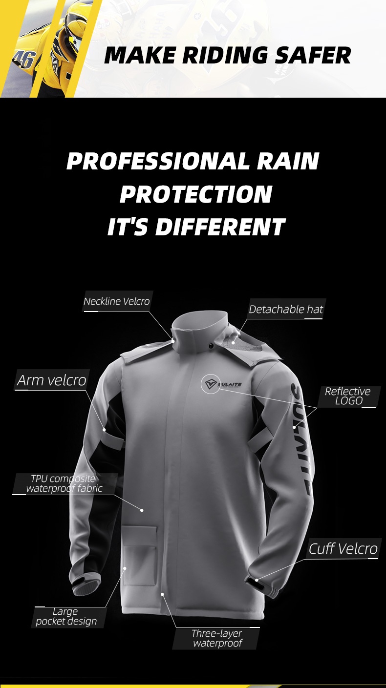SULAITE Motorcycle Rain Suit Reflective Work Rain Jacket and Pants for ...