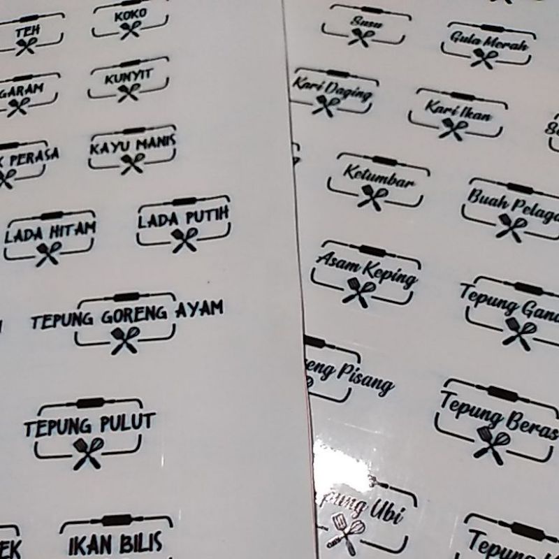 36 pcs Ready Made Kitchen Jar Spice Herb Sticker Label Dapur Balang ...