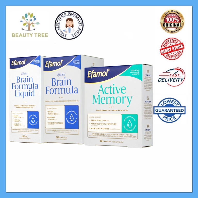 Efamol Efalex Brain Formula 240 Capsules / Liquid 150ml / Active Memory ...