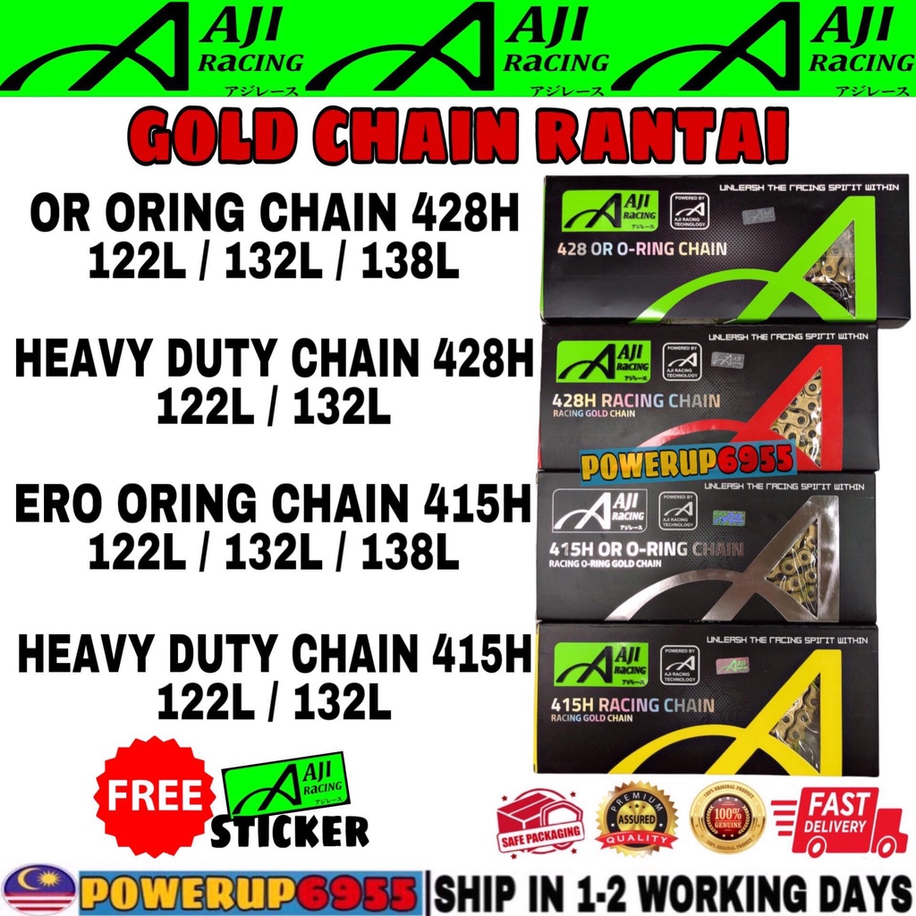 AJI RACING CHAIN RANTAI MOTOR HEAVY DUTY GOLD ERO OR O RING 415 415H ...