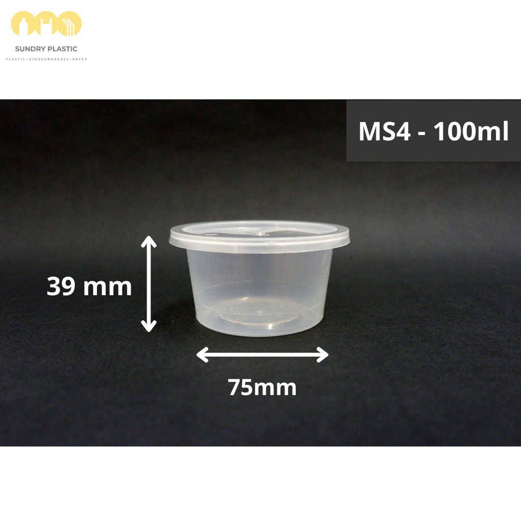 MS4 [MICROWAVABLE] Round Plastic Food Container / Pudding Cup With Lid ...