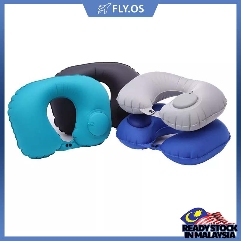 FLY TRAVEL U-Shaped Inflatable Neck Pillow - Foldable Press Button ...