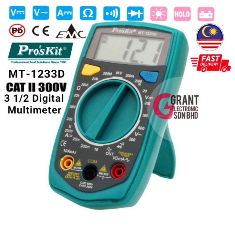 Pro'skit MT-1233D 3 1/2 Digital Multimeter Proskit MT-1233D For Student ...