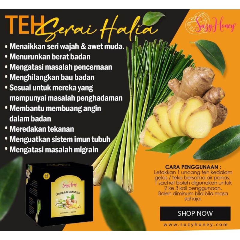 TEH SERAI HALIA SUZYHONEY TEH HITAM | Shopee Malaysia