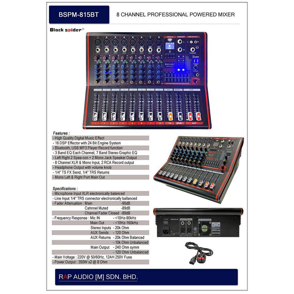 [BLACK SPIDER] BSPM-815BT POWER MIXER 8 CHANNEL | Shopee Malaysia