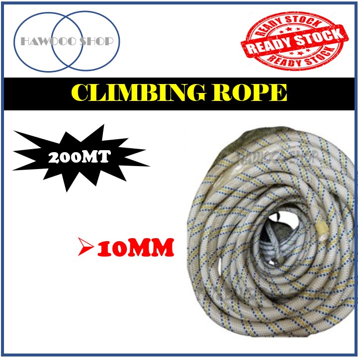 💥 Ready Stock 💥 200MT 10mm Outdoor Climbing Rope / Kernmantle Rope ...