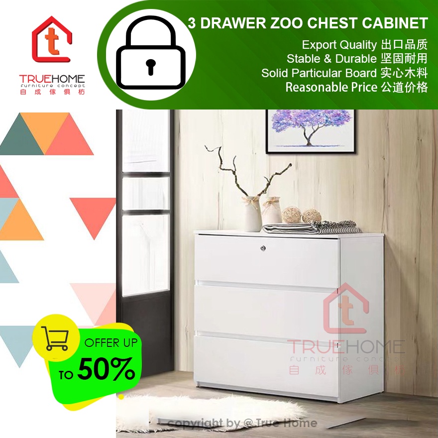 [[ READY STOCK ]] TH 3 DRAWER/ Minimalist White Chest Drawer/3 Layer ...