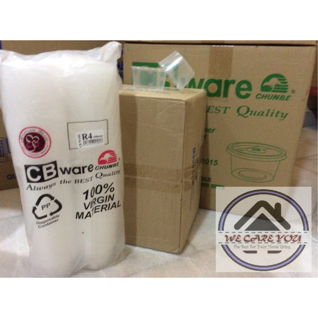 R4 100 PCS transparent ROUND Disposable Plastic Food Container Takeaway Fast Food Boxes 100 SETs ...