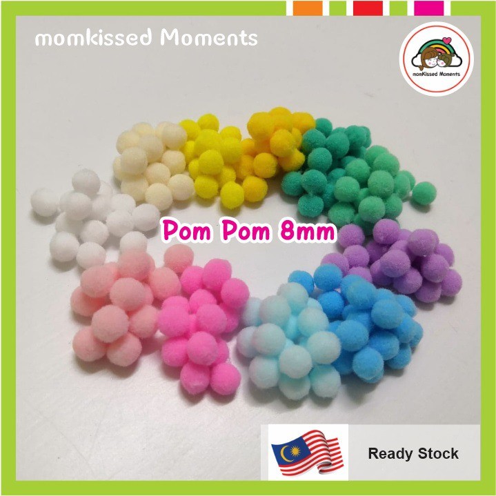 🎀Msia🇲🇾Stock🎀 8mm Soft Pom Pom Ball Crafts DIY (Single colour) Fluffy Pom Poms Ball for kids ...