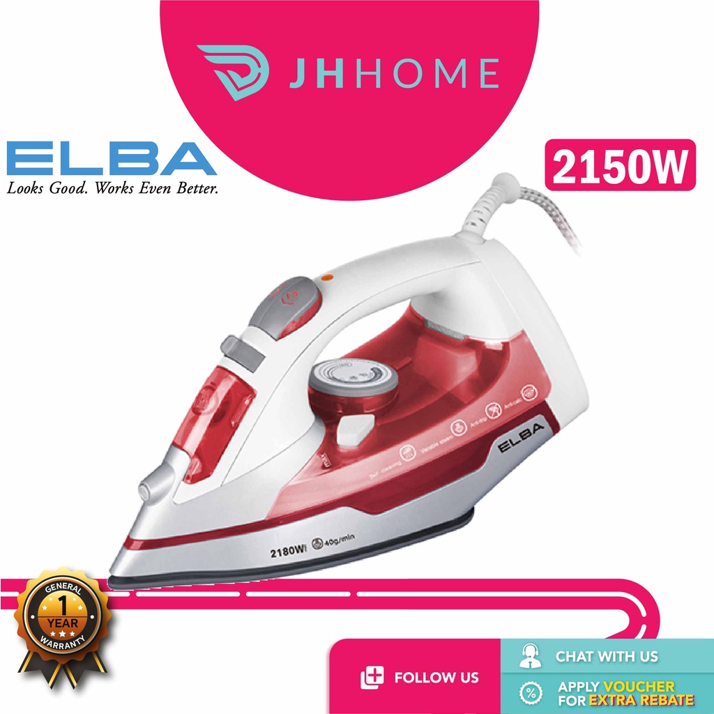 Elba 2180W Steam Iron ESI-H2023C(RD) | Dry, Steam & Spray Function ...