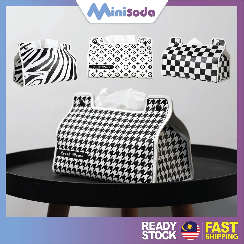 Nordic Tissue Box PU Leather Vintage Tissue Bag Portable Classy Classic ...