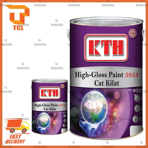 READY STOCK 1L KTH CAT BESI HIGH-GLOSS PAINT METAL BLACK / WHITE HITAM ...