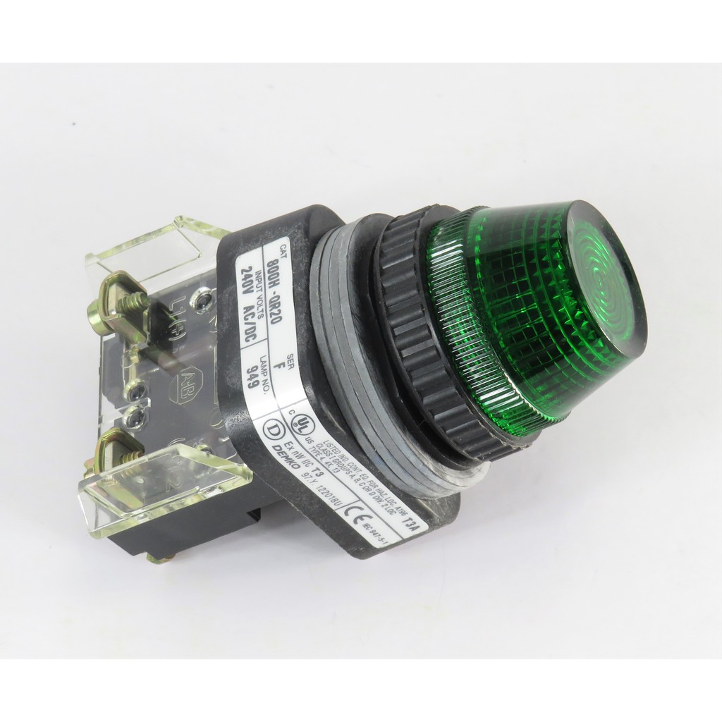 (AMPMECH) ALLEN BRADLEY / ROCKWELL PILOT LIGHT, AB#800H-QR20G/ QR24R ...