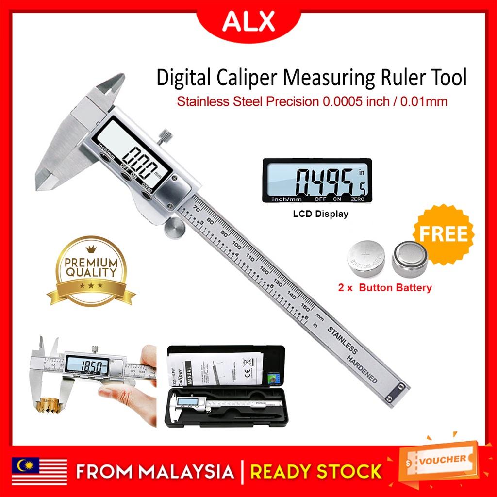 ALX Stainless Steel Vernier Caliper Resolution 0.01mm High Accuracy ...