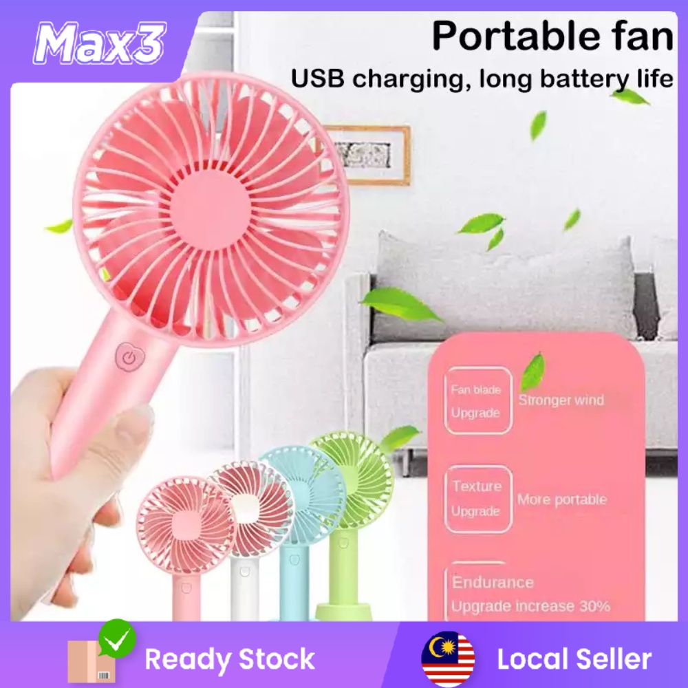 Mini Fan 1200mAh Rechargeable USB Fan Portable Handheld Fan 3-Speed ...