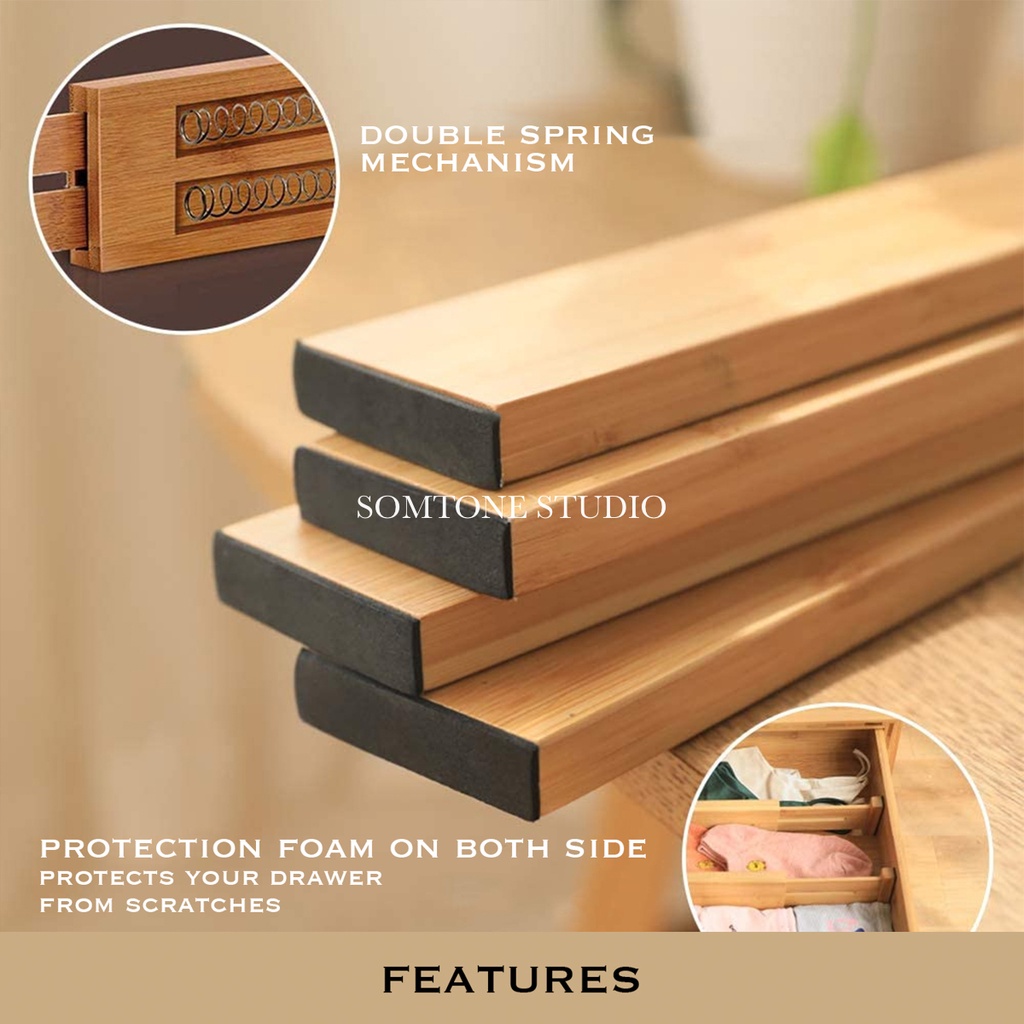 (Anti Slip) Adjustable Drawer Divider, Expandable Compartment Divider ...