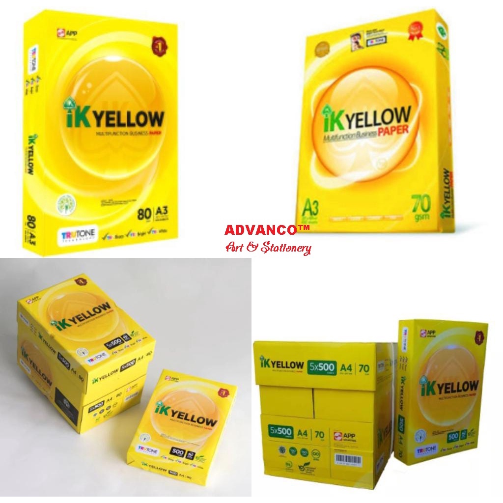 IK YELLOW PAPER (AVAILABLE IN A4 | A3 / 70GSM | 80GSM) 1 BOX | Shopee ...