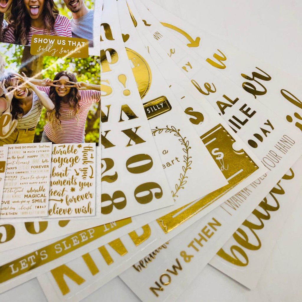 Foil Clear Sticker Book【手工Ins文字金色透明贴纸本5张小清新高档手帐素材其它】 | Shopee Malaysia