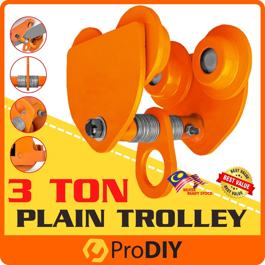 3 TON Heavy Duty Plain Trolley For Chain Block Electric Hoist Roller ...