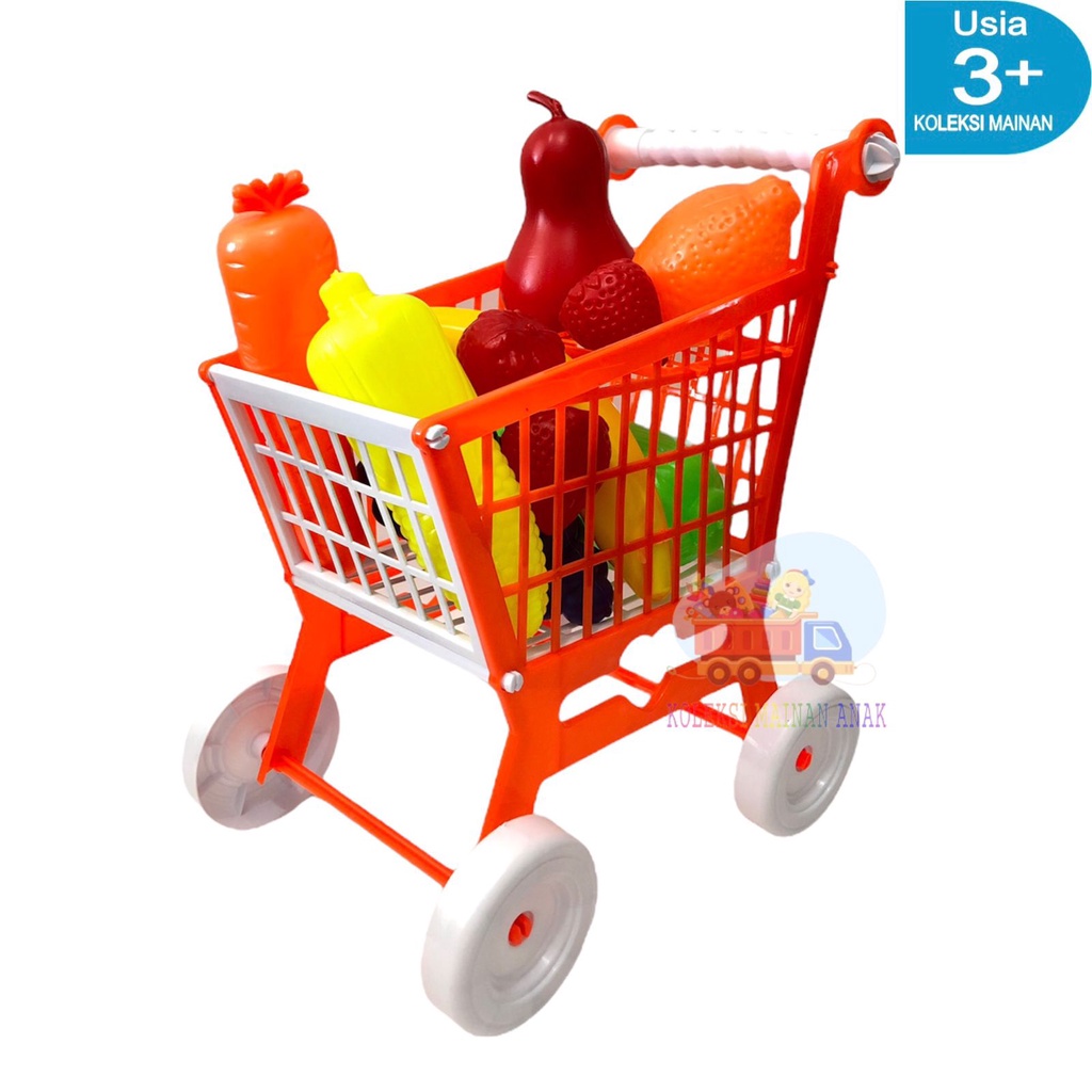 Push Basket Toys Boys Girls Shopping Trolley Fruits And Vegetables ...