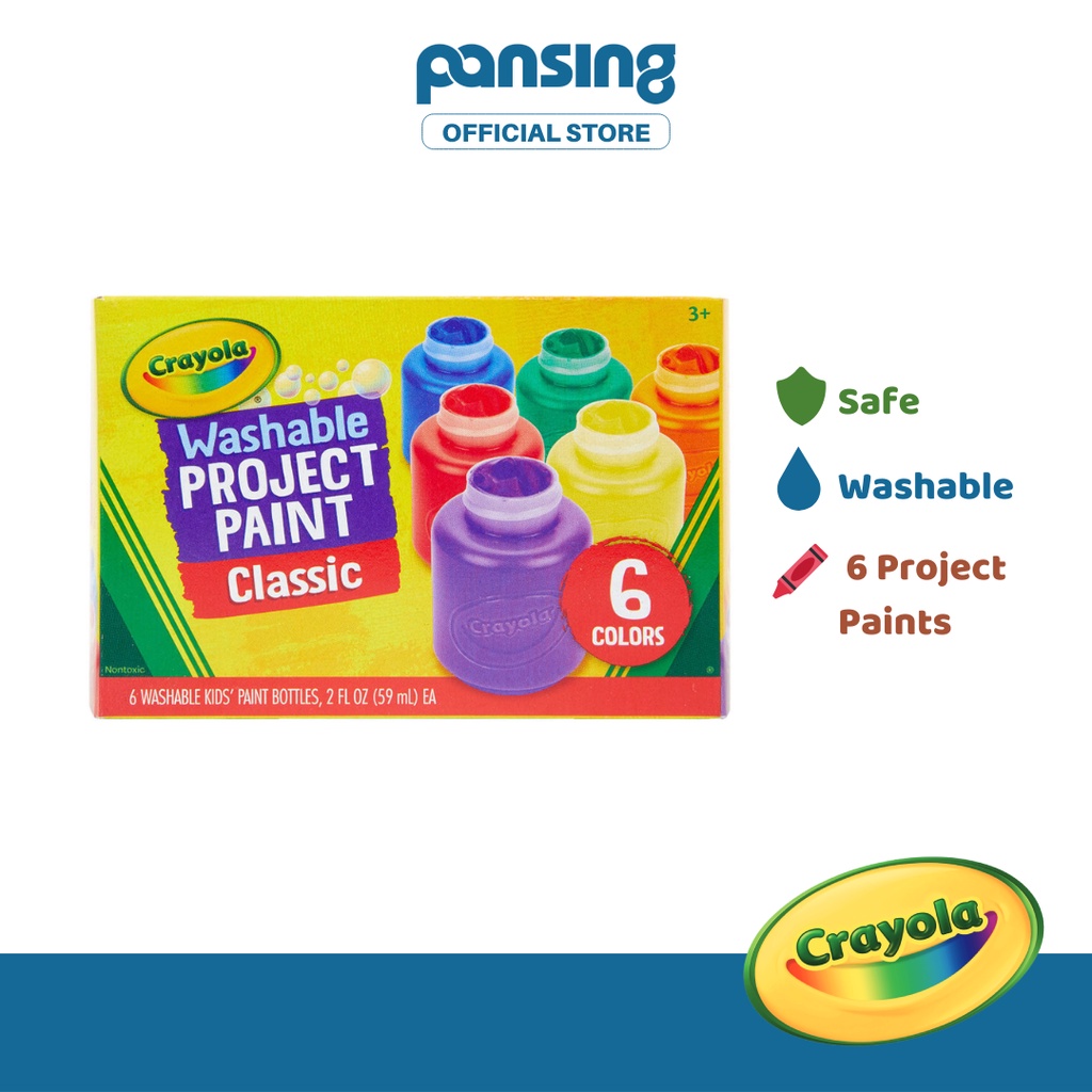 Crayola 6 Count 2oz Washable Kids Paint Mess-Free Painting Easy Clean ...