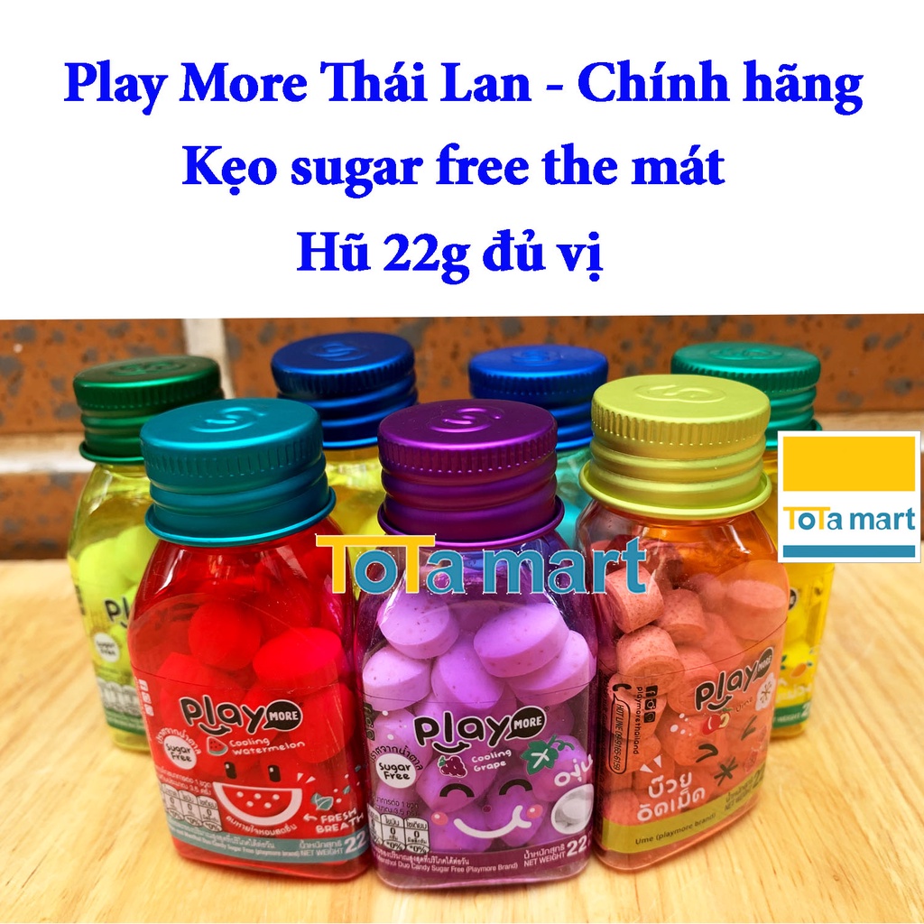 (New! Expiry date 08/2024) PLAYMORE Thai mint candy jar 22g Sugar free ...