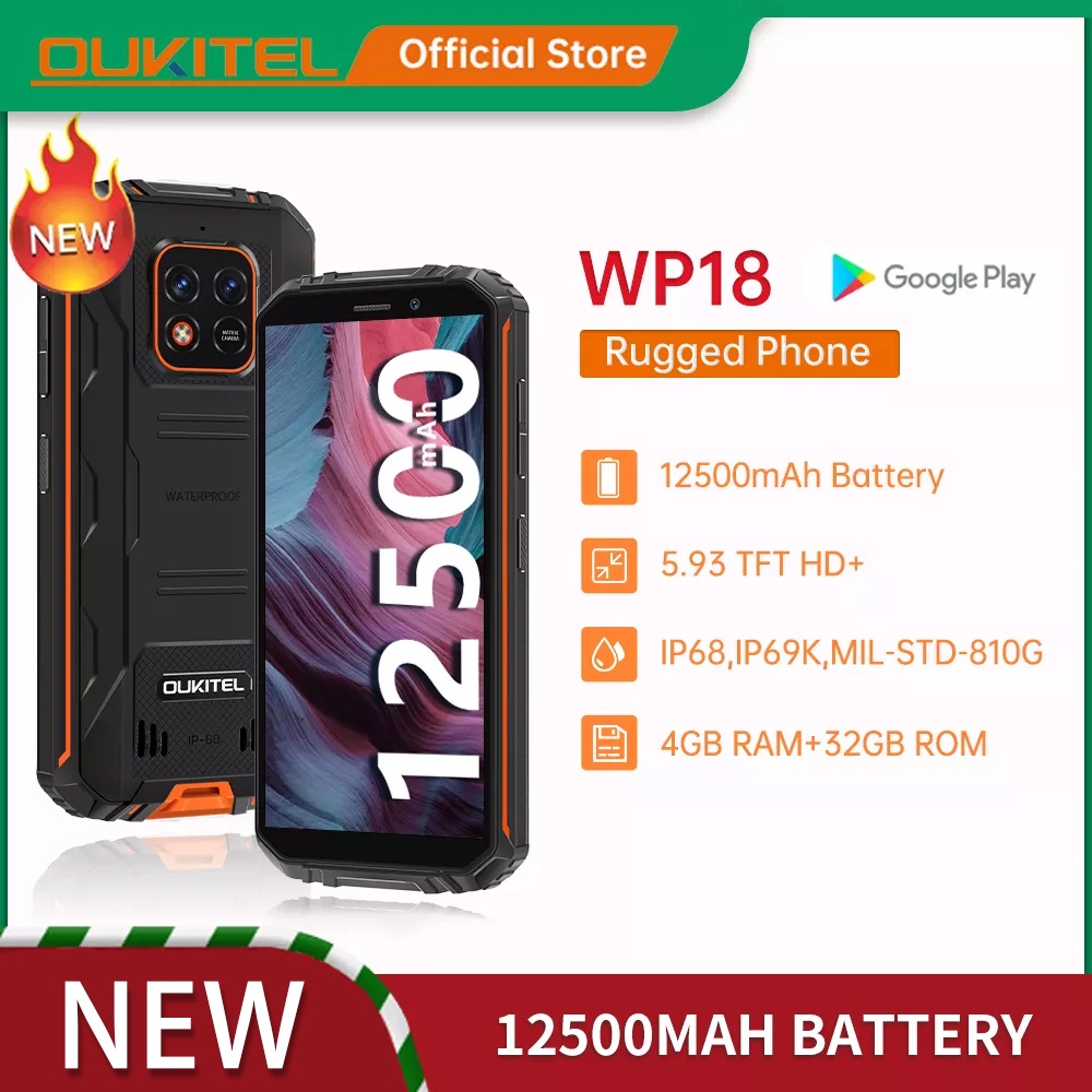 In Stock Oukitel WP18 12500mAh Rugged Smartphone 5.93" 4G+32G Android ...