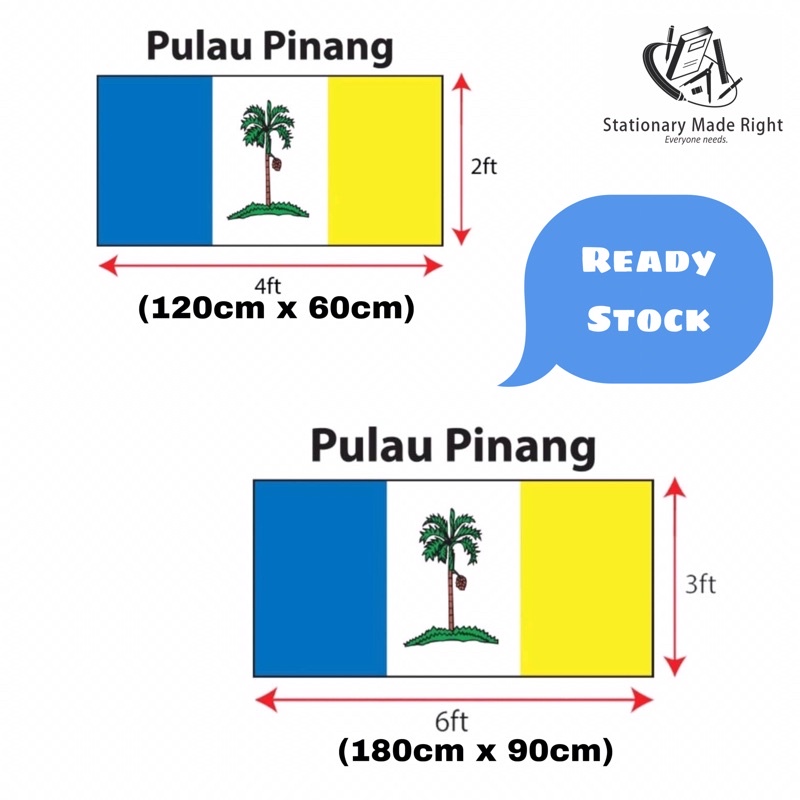 Bendera Pulau Pinang (2ft x 4ft)(3ft x 6ft) Penang Falg | Shopee Malaysia