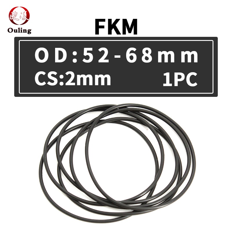 1PC/Lot Fluorine Rubber Ring Black FKM O-ring Seal OD52/54/55/56/58/60/62/65/68*2mm Thickness O ...