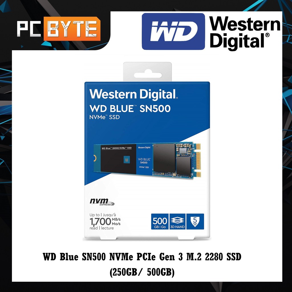 WD Blue SN500 NVMe PCIe Gen 3 M.2 2280 SSD (250GB/500GB) | Shopee Malaysia