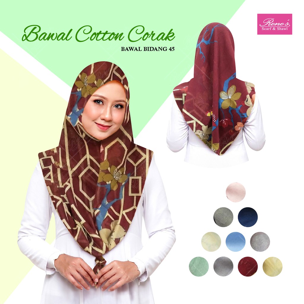 Tudung Bawal Cotton Scarf Turkey Corak Bidang 45 | Shopee Malaysia