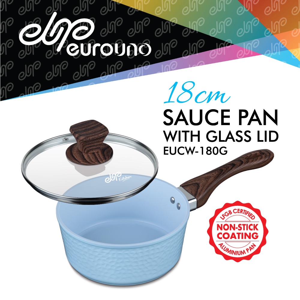 Euro Uno 3 Pcs Cookware Sauce Pan Frying Pan Casserole Pan Glass Lid ...