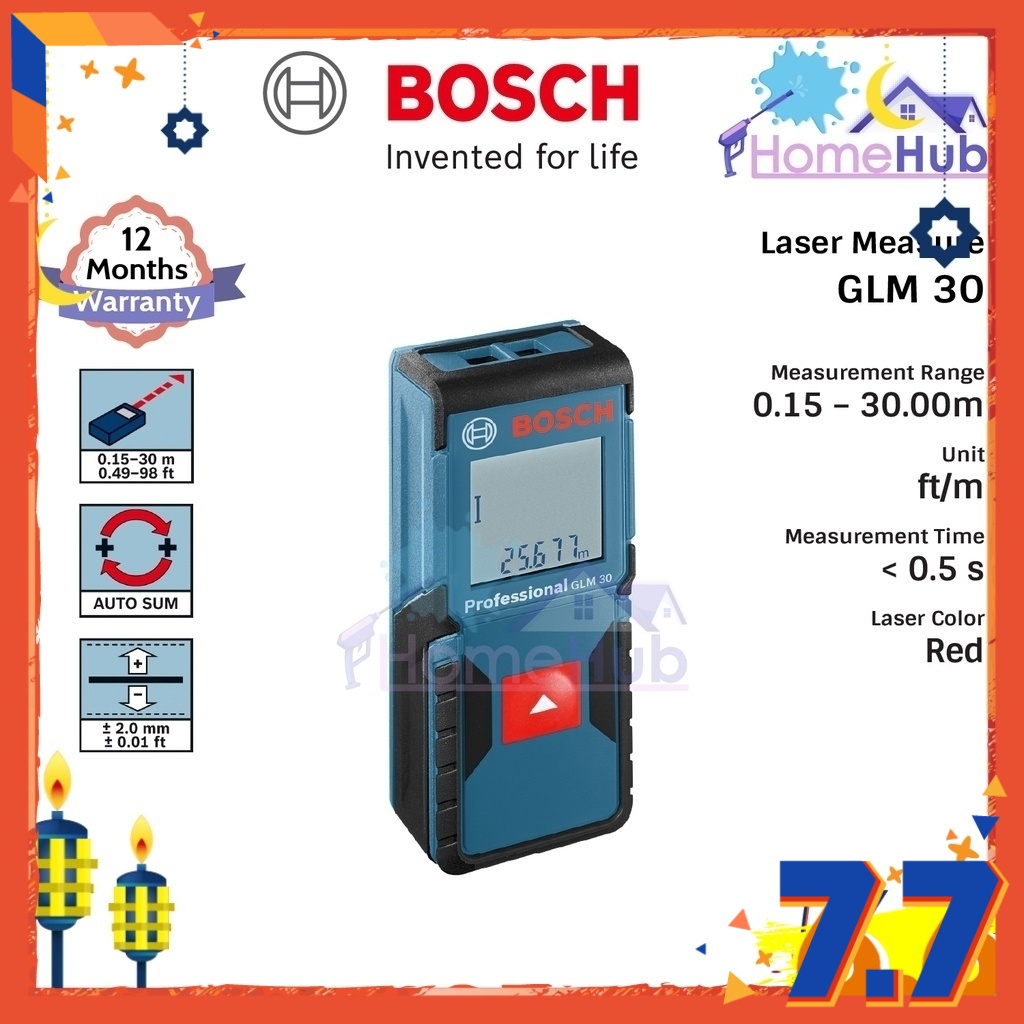 Bosch Laser Level GLM30 30m Lazer Level Measuring Range Finder Laser ...
