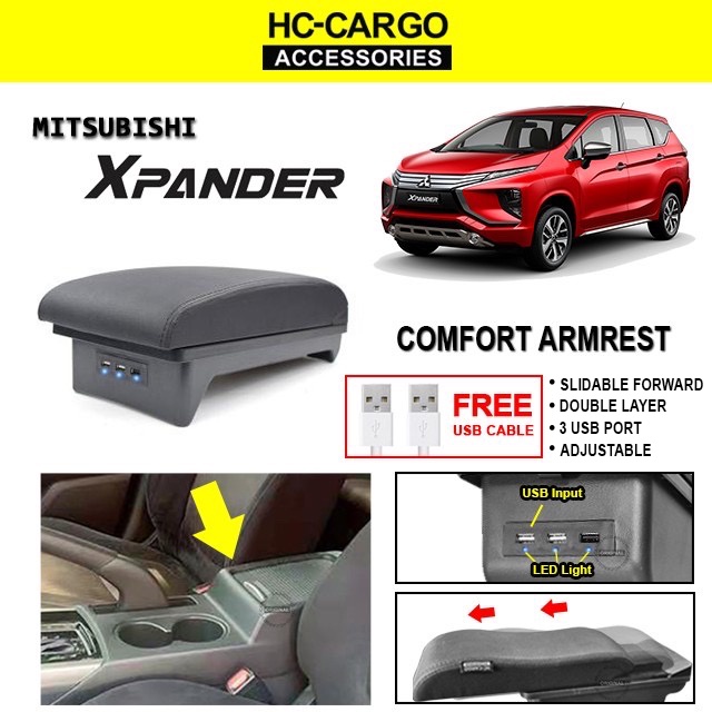 Mitsubishi Xpander Comfort Adjustable Armrest Arm Rest With LED Blue ...