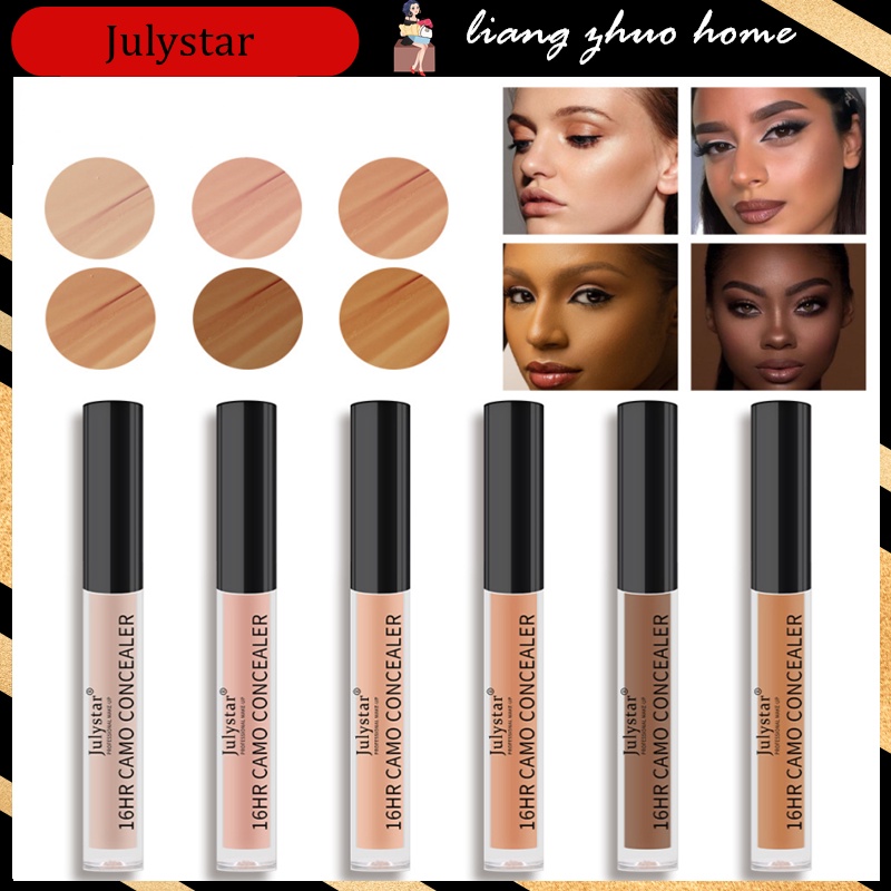 Julystar Liquid Concealer Base 6 Colors Full Coverage Dark Circles Acne ...