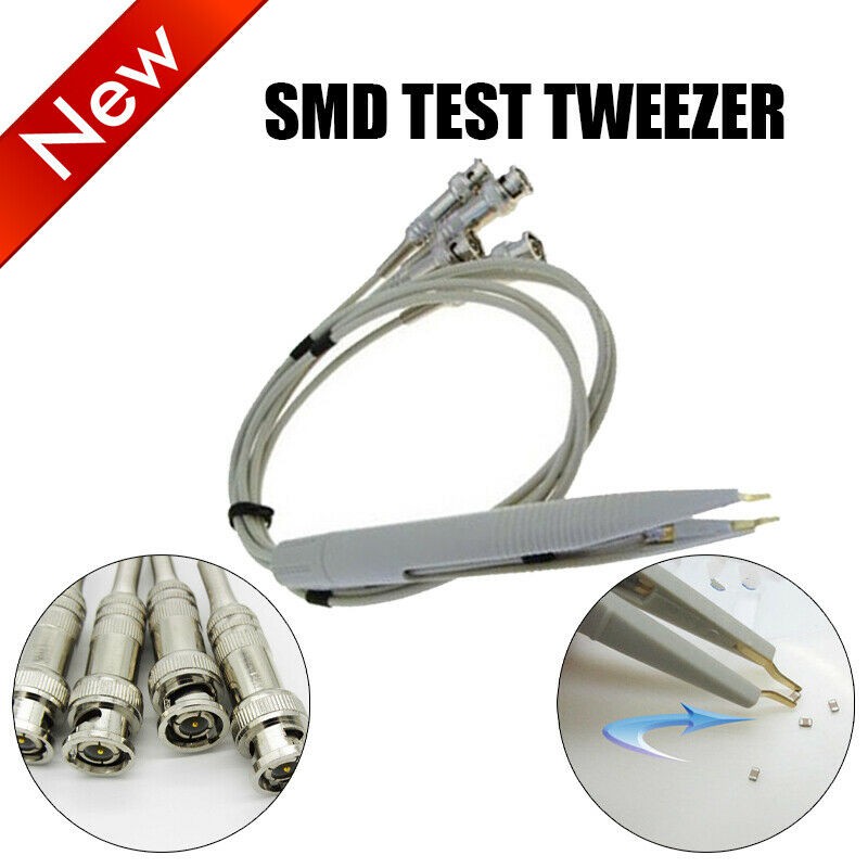 New SMD Test Tweezer Kelvin Clip W/ 4 BNC Test Probe Leads Cable for ...