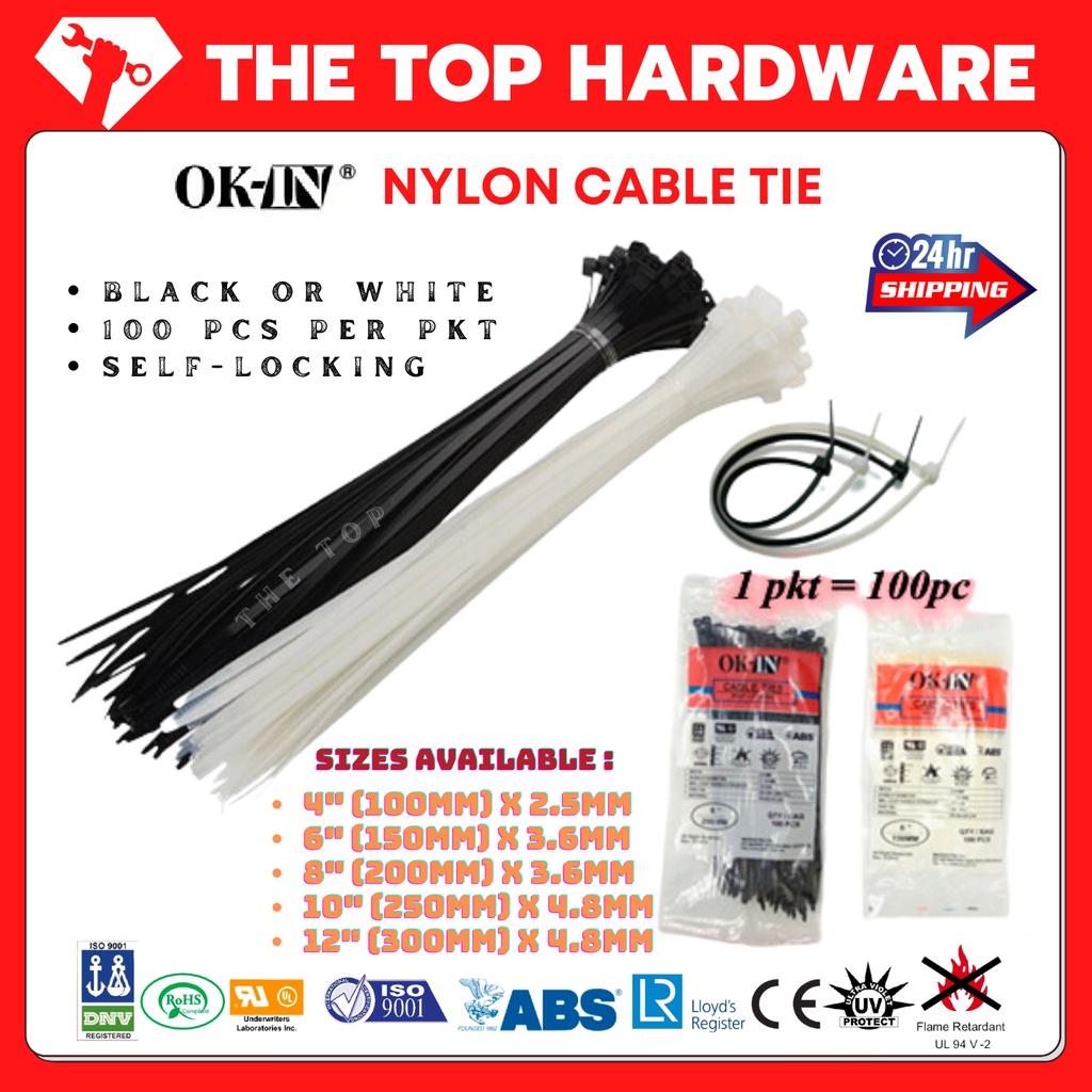 *READY STOCK* OK-IN CABLE TIE HEAVY DUTY ELECTRICAL CABLE TIGHT BLACK ...