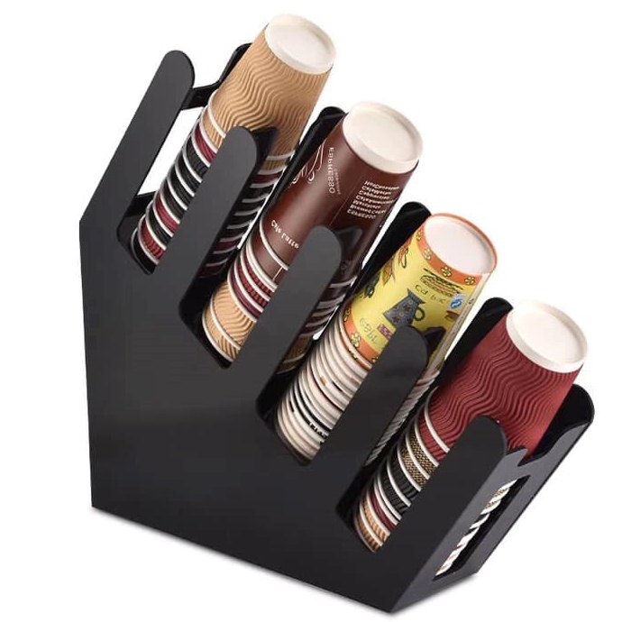 4 Compt. Cup Lid Holder Disposable Cup Sleeve Dispenser Coffee Cafe ...