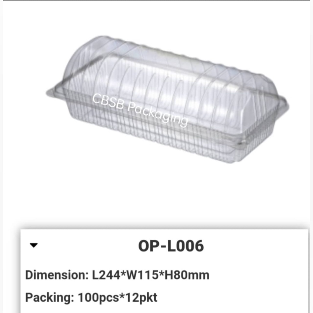 OPS L006 DISPOSABLE CLEAR PLASTIC FOOD BOX / CAKE / KUIH MUIH (100PCS ...